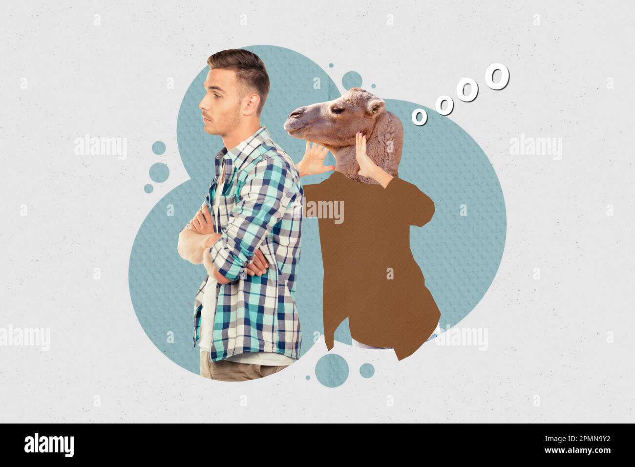 Poster template collage of two married people guy feel offended about ...