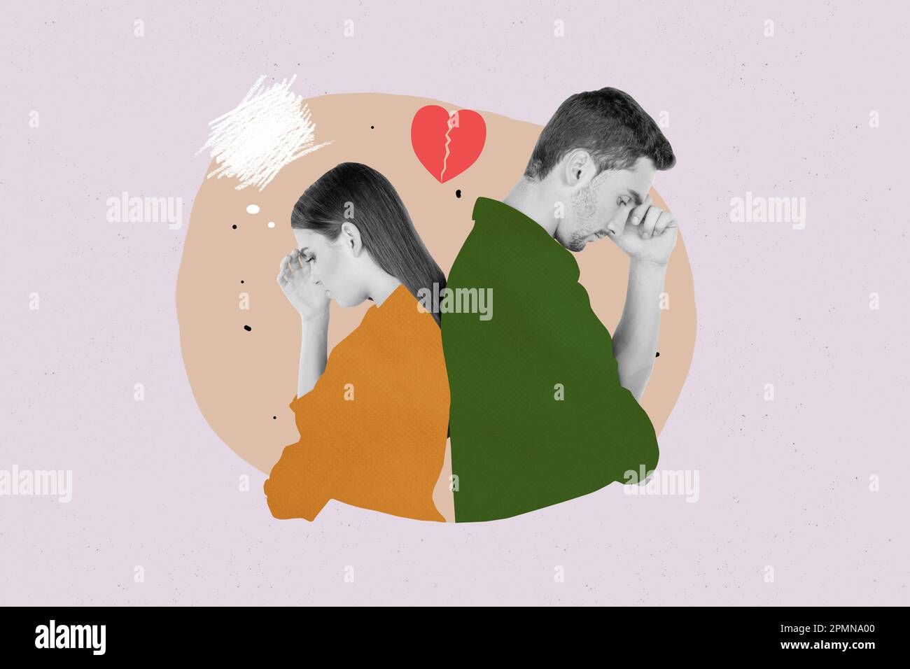 Collage picture of two unsatisfied disappointed black white effect ...