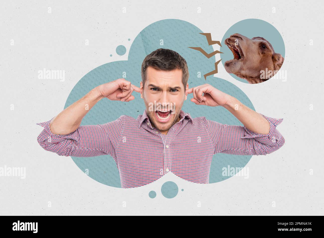 Magazine banner collage of anxious intolerant guy suffer hate speech ...