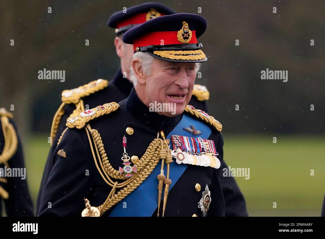 Britain's King Charles III arrives for the 200th Sovereign's Parade at ...