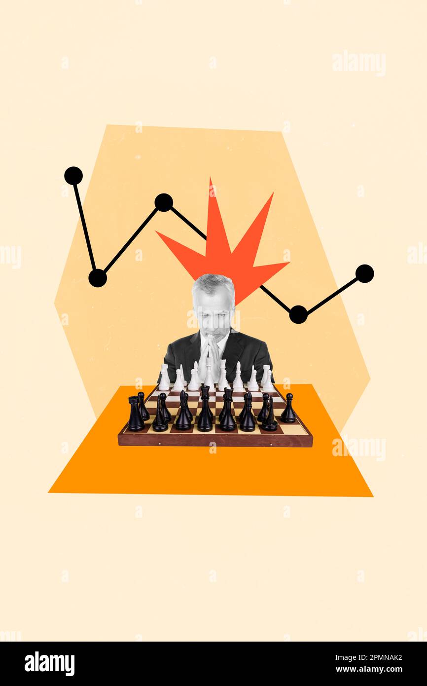 Photo collage artwork minimal picture of smart clever mature guy ...