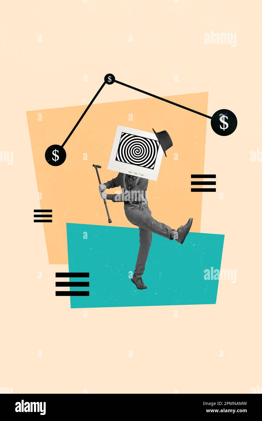 Photo collage artwork minimal picture of funky funny guy dancing ...