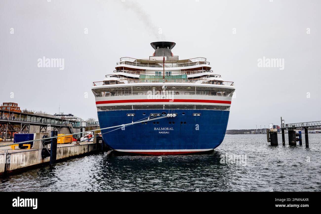 Kiel, Germany. 14th Apr, 2023. The "Balmoral" is the first cruise ship ...