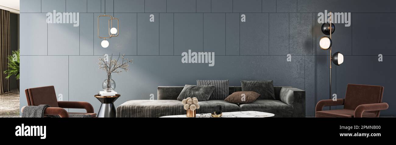 Large luxury modern bright interiors Living room mockup banner ...