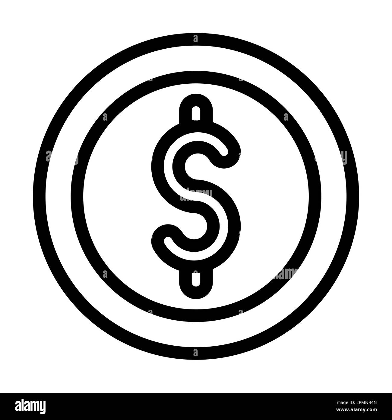 Dollar Coin Vector Thick Line Icon For Personal And Commercial Use ...