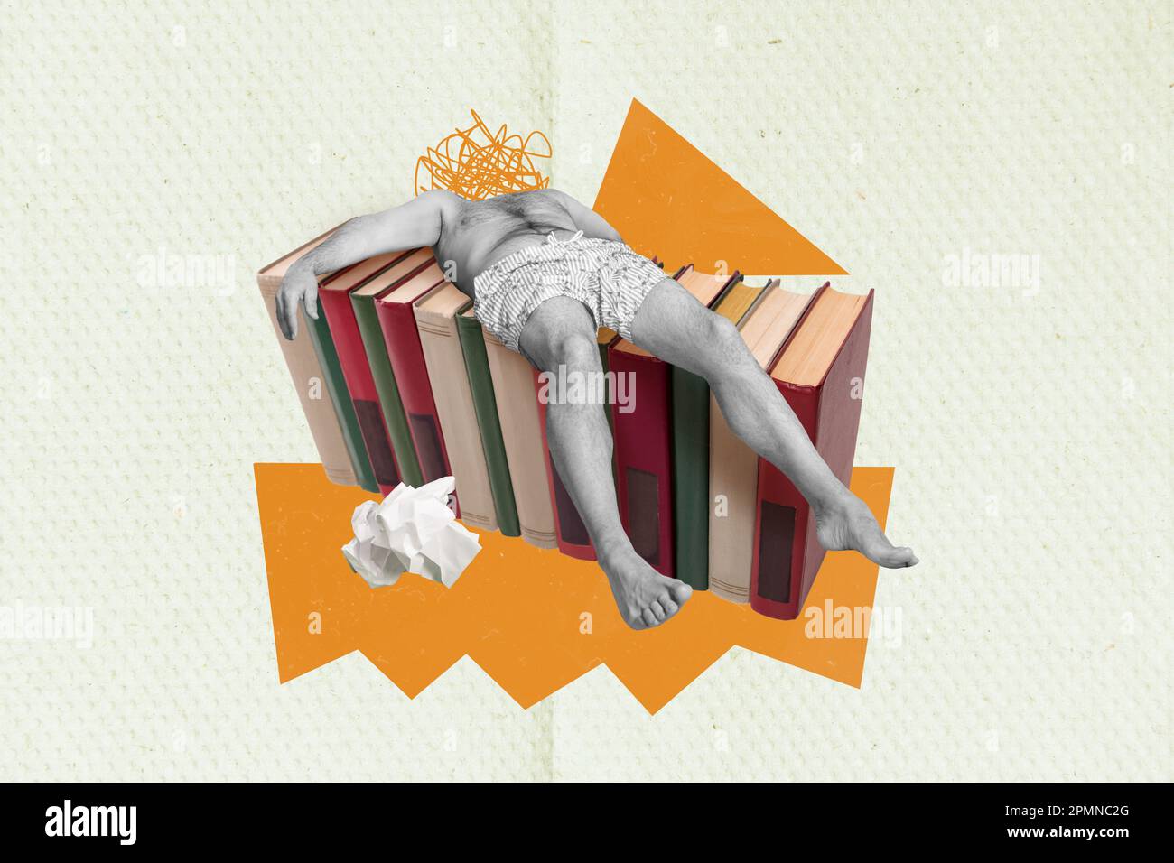 Pop collage banner photo student tired studying sleeping on book pile ...