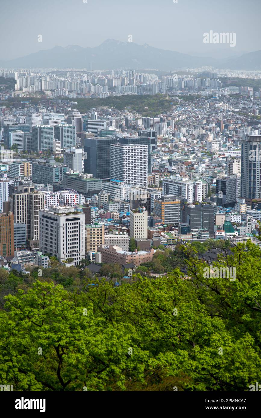 Seoul South Korea urban cityscape during yellow dust pollution on 10 ...