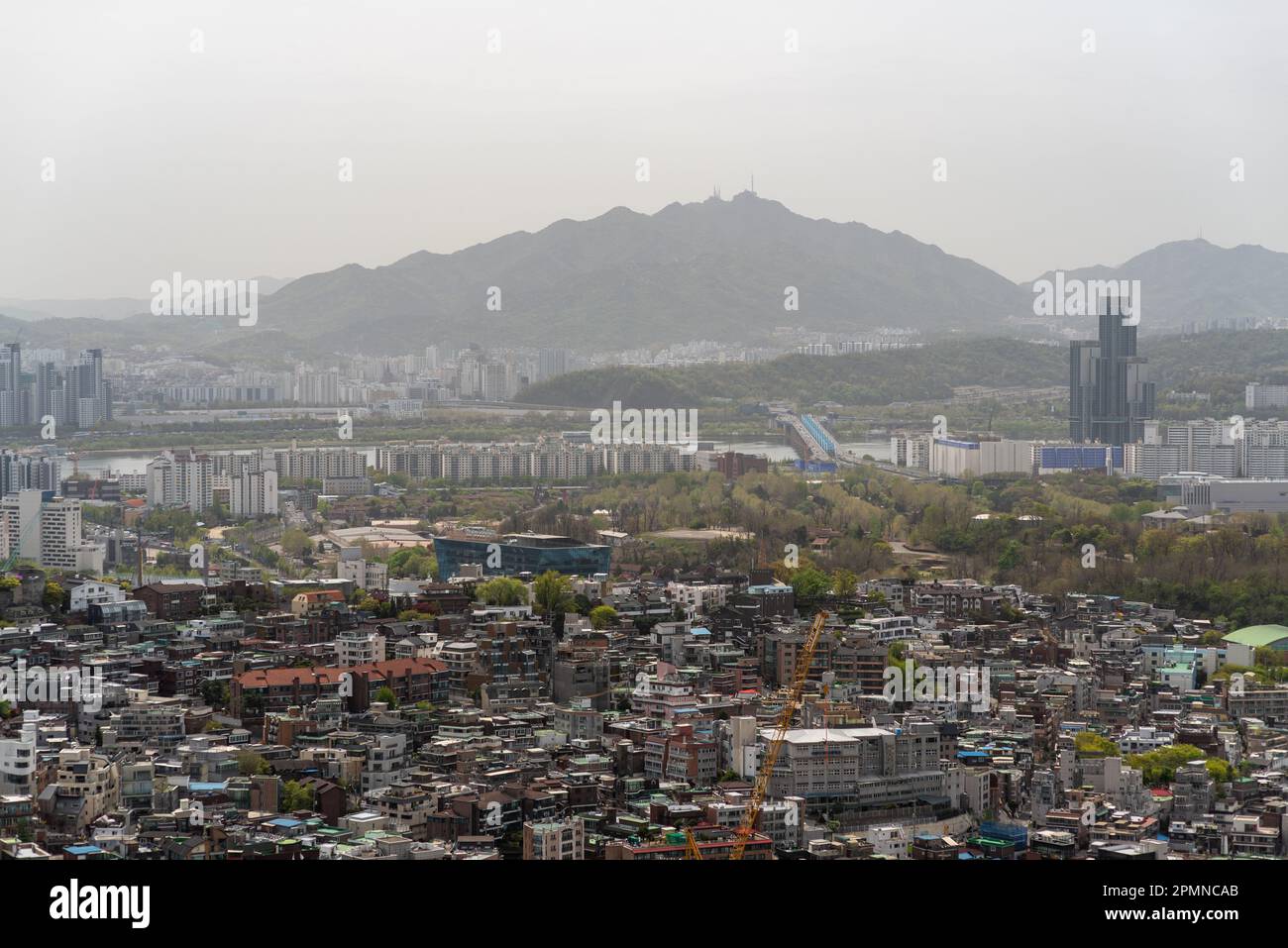 Seoul South Korea urban cityscape during yellow dust pollution on 10 ...
