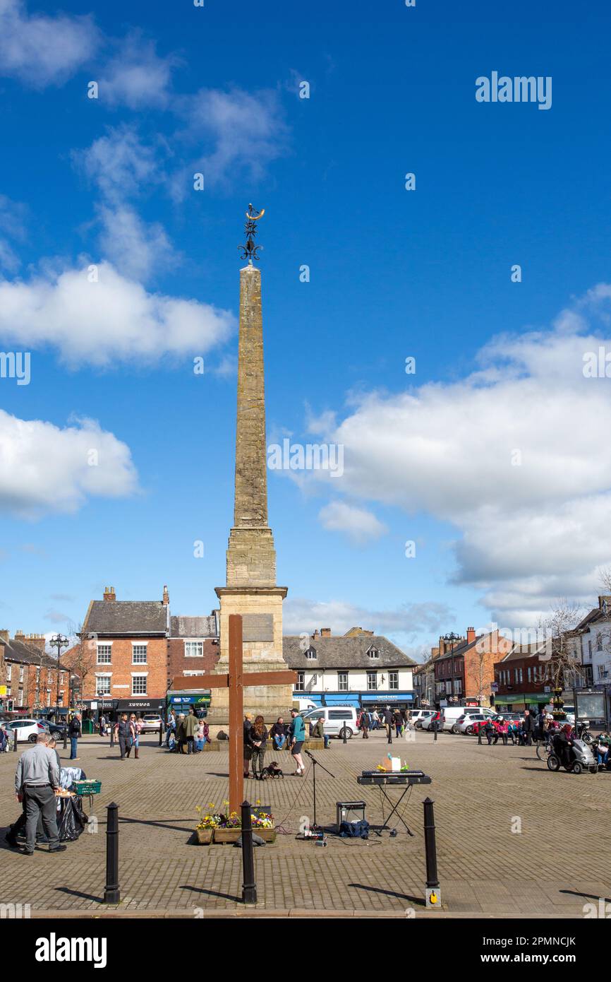 The monument Obelisk in the market place square of the North Yorkshire ...