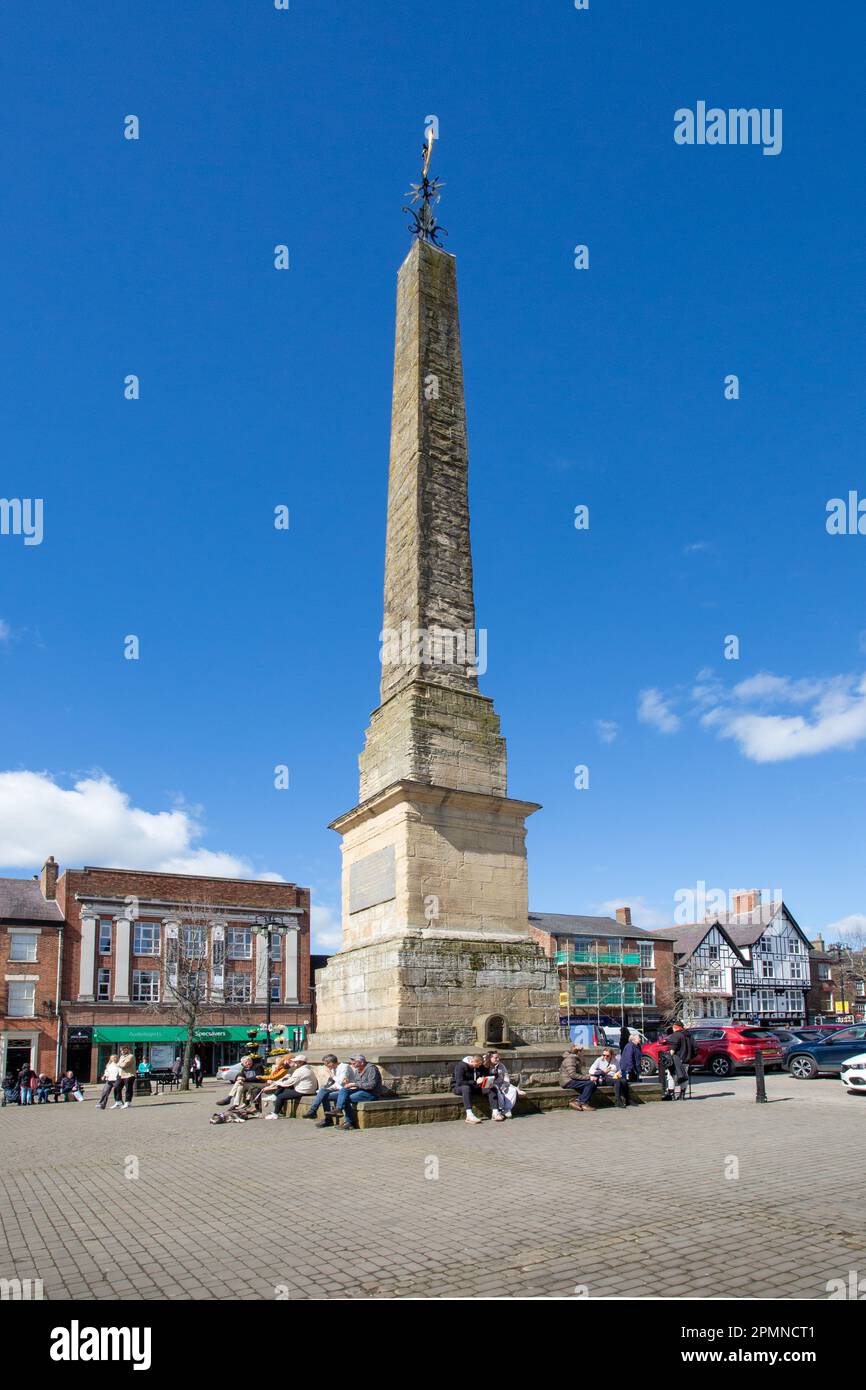 The monument Obelisk in the market place square of the North Yorkshire ...