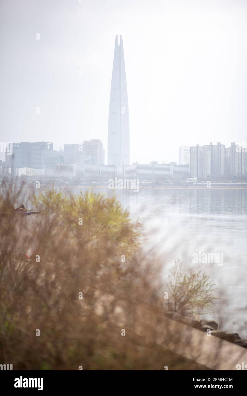 Seoul South Korea urban cityscape during yellow dust pollution on 10 ...