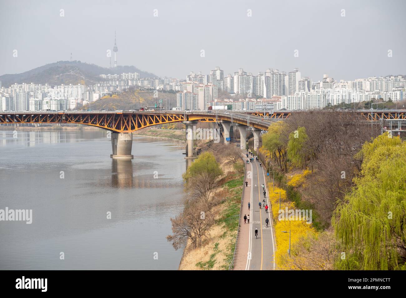 Seoul South Korea urban cityscape during yellow dust pollution on 10 ...