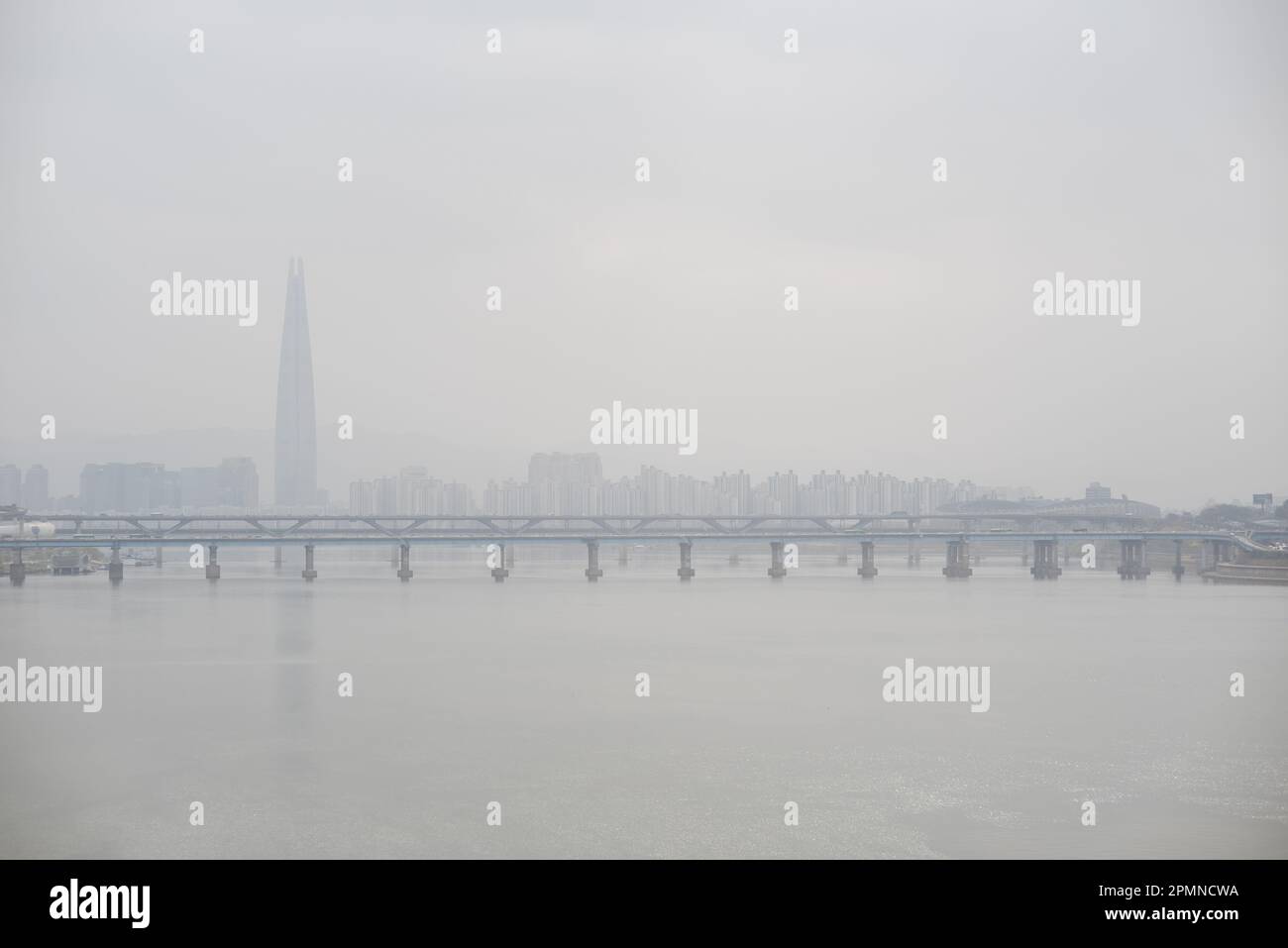 Seoul South Korea urban cityscape during yellow dust pollution on 10 ...