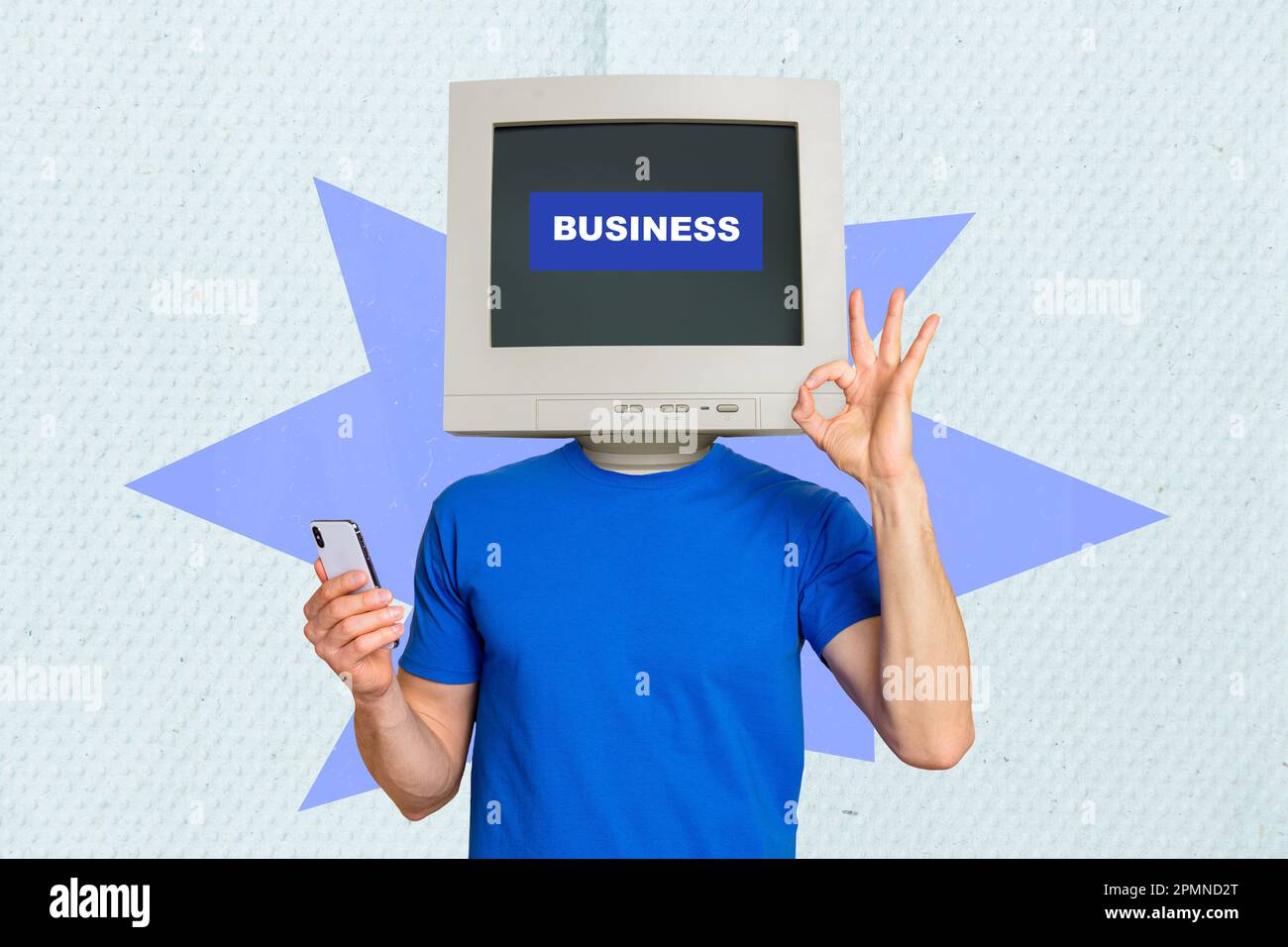 Magazine poster banner collage of business person with pc computer ...