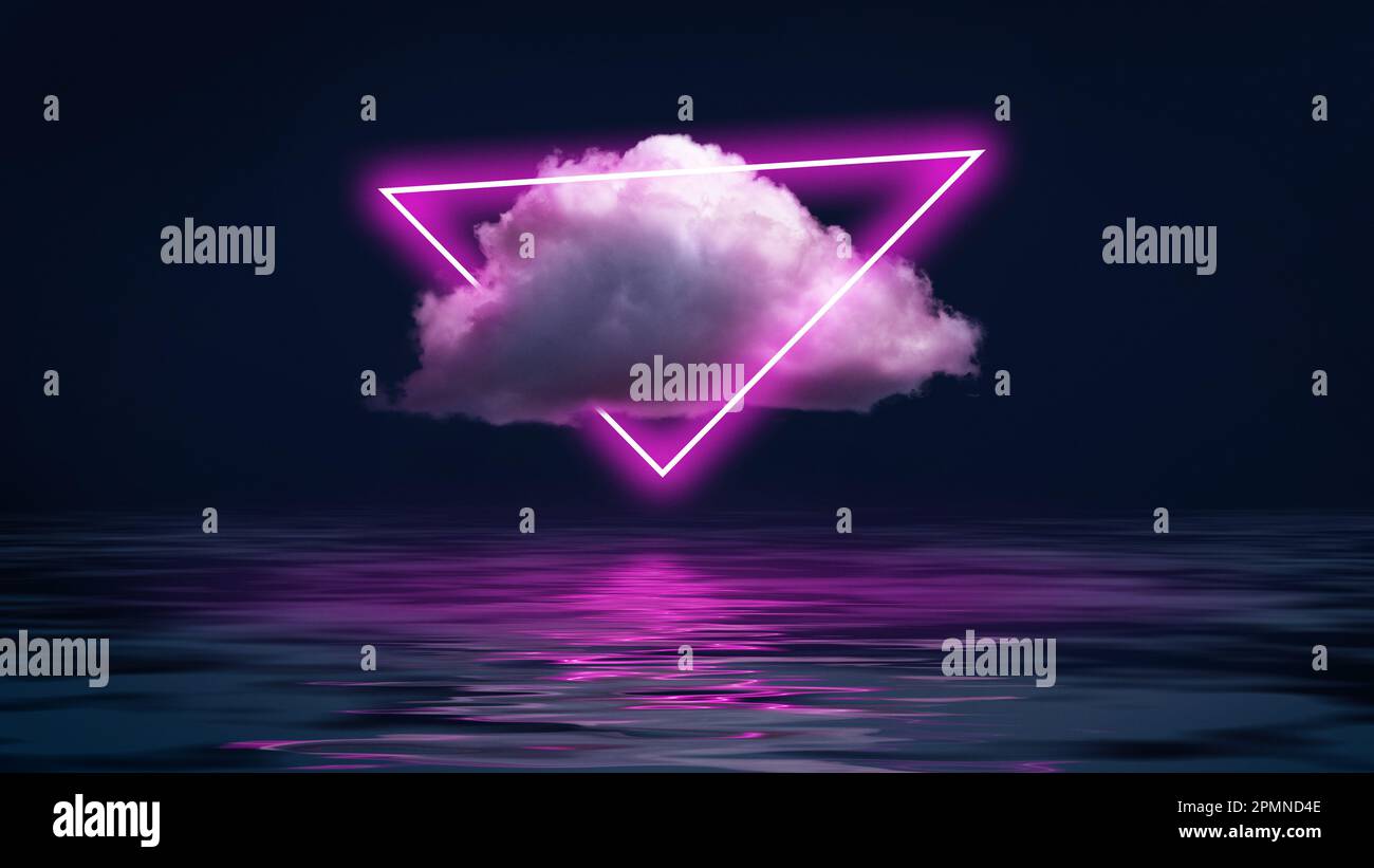 Abstract design for horizontal wallpaper, background. Neon pink ...