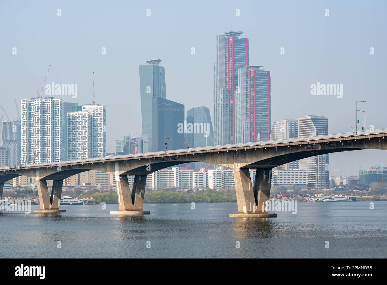 Seoul South Korea urban cityscape during yellow dust pollution on 10 ...