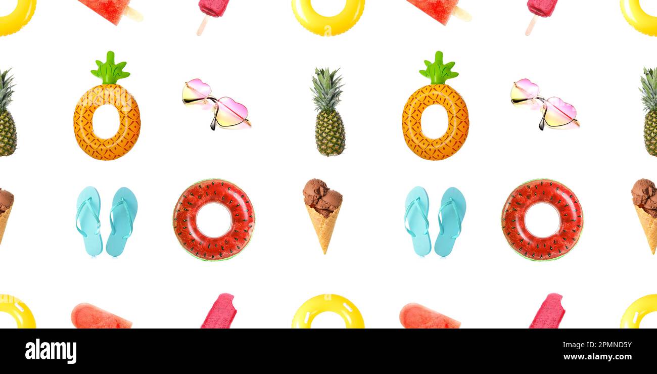 Stylish summer pattern on white background Stock Photo - Alamy