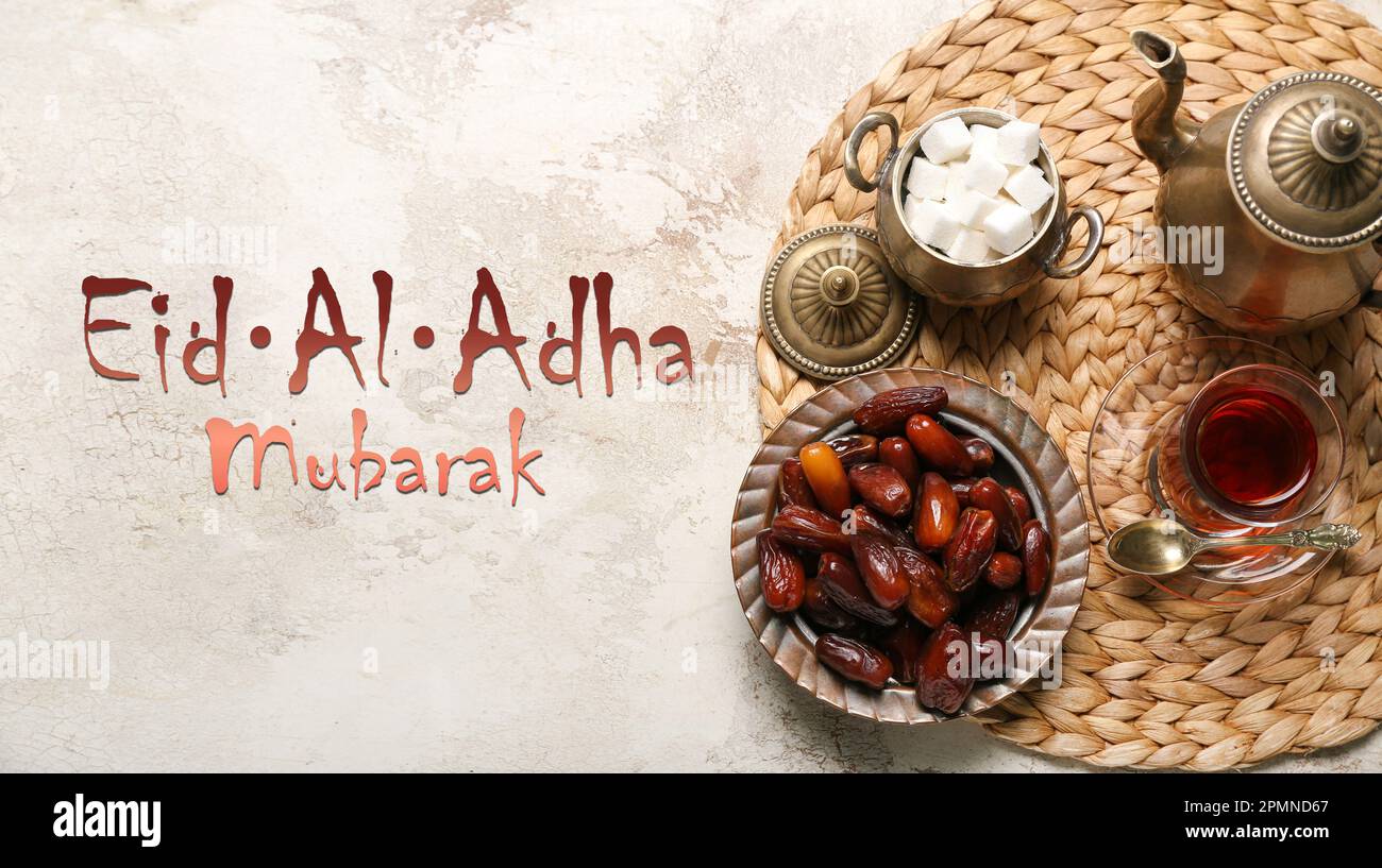 Greeting card for Eid al-Adha (Feast of the Sacrifice) with dates ...