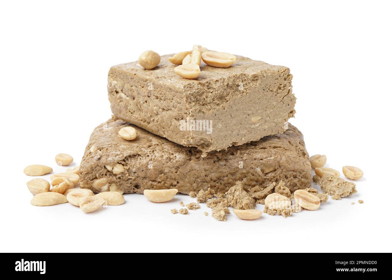 Sweet halva and peanuts on white background Stock Photo - Alamy