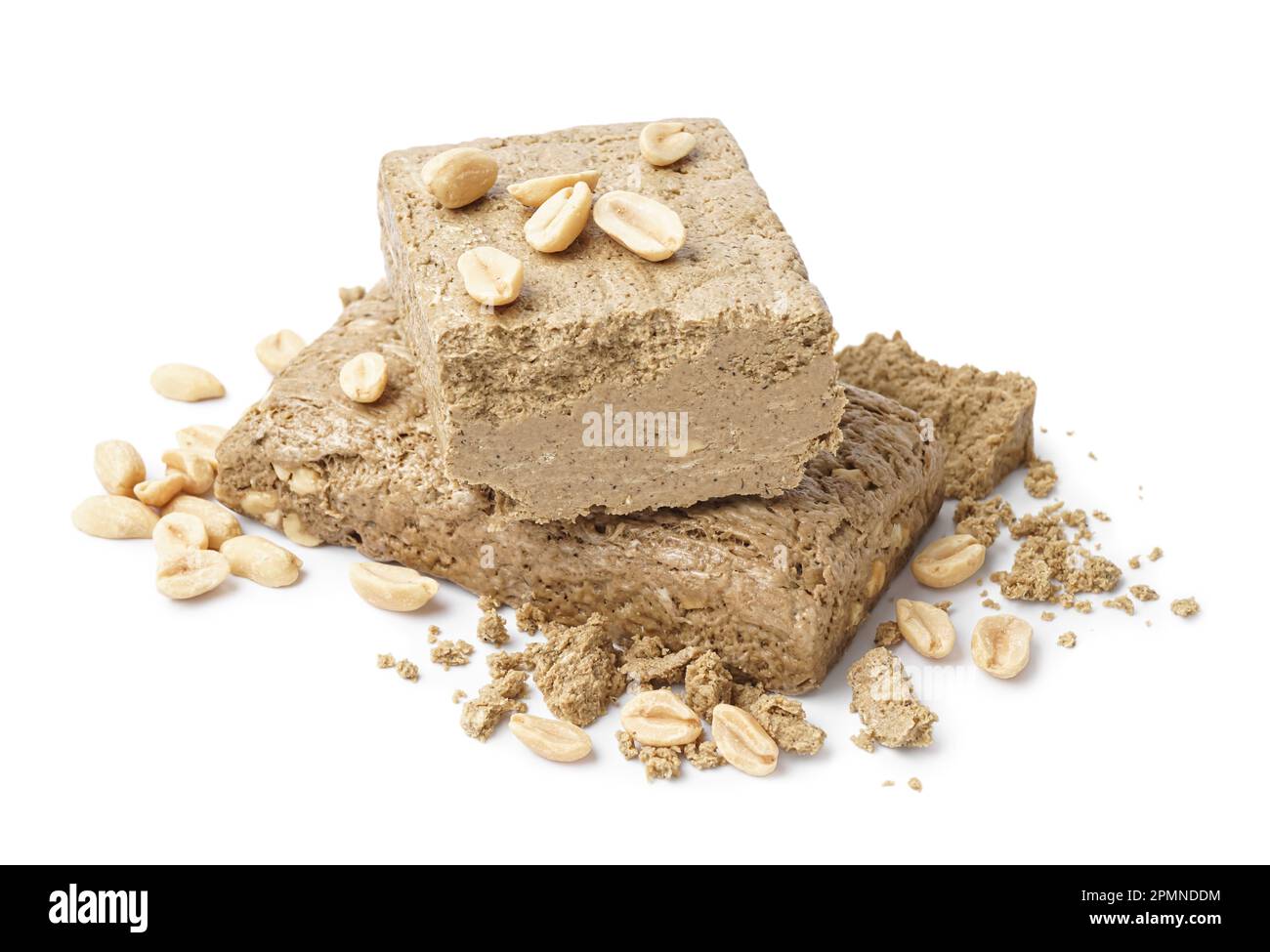 Sweet halva and peanuts on white background Stock Photo - Alamy