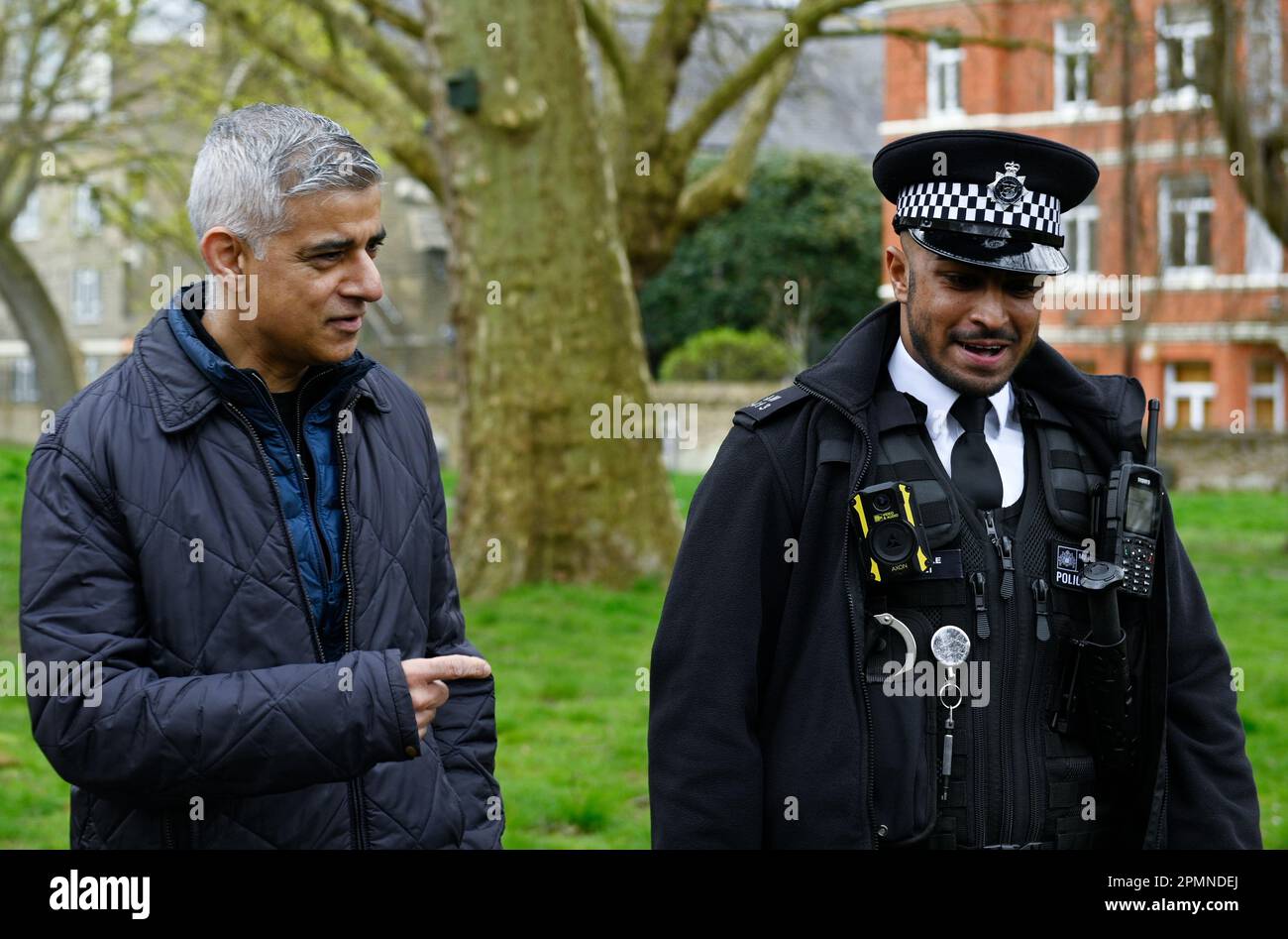 Mayor Of London Sadiq Khan With Officers From The Metropolitan Police