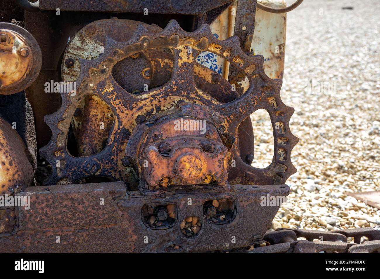 Detail of a rusty machinery, cogs and bolts Stock Photo - Alamy