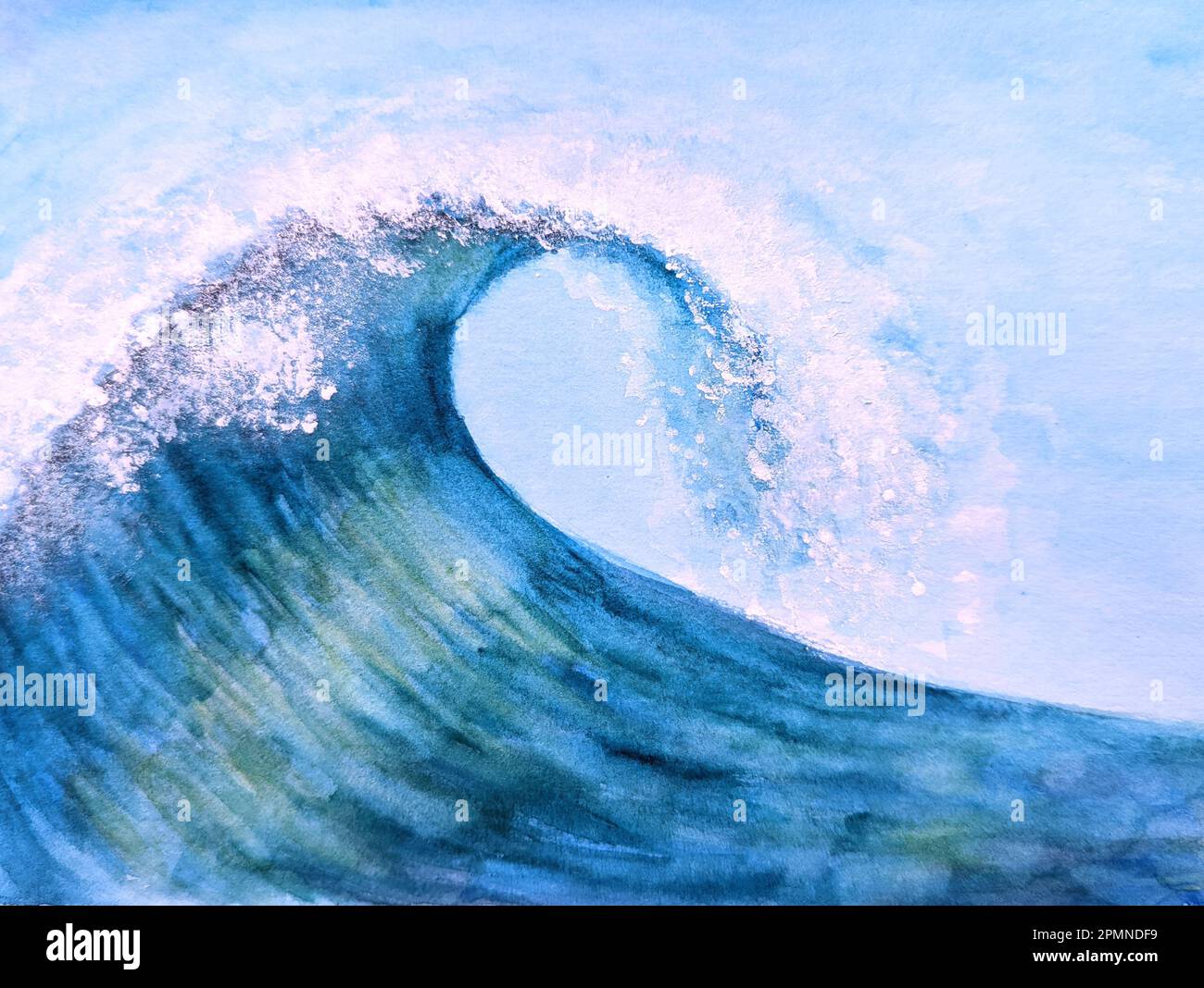 Watercolor sea ocean wave background. Watercolour hand drawn nautical ...