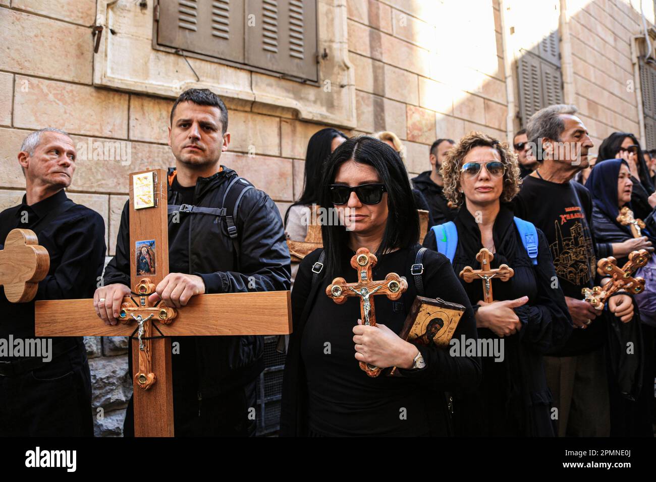 East Jerusalem, Israel. 14th Apr, 2023. Orthodox Christians carry ...