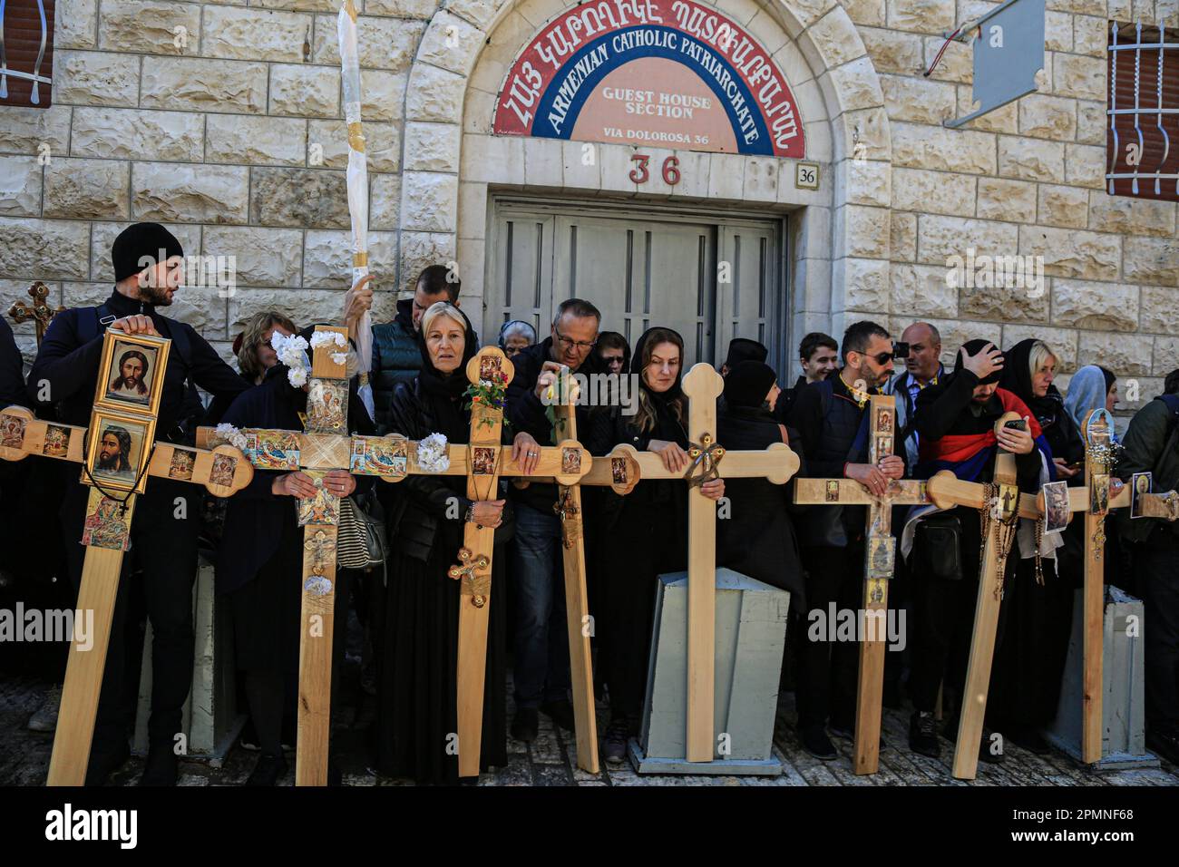 East Jerusalem, Israel. 14th Apr, 2023. Orthodox Christians carry ...