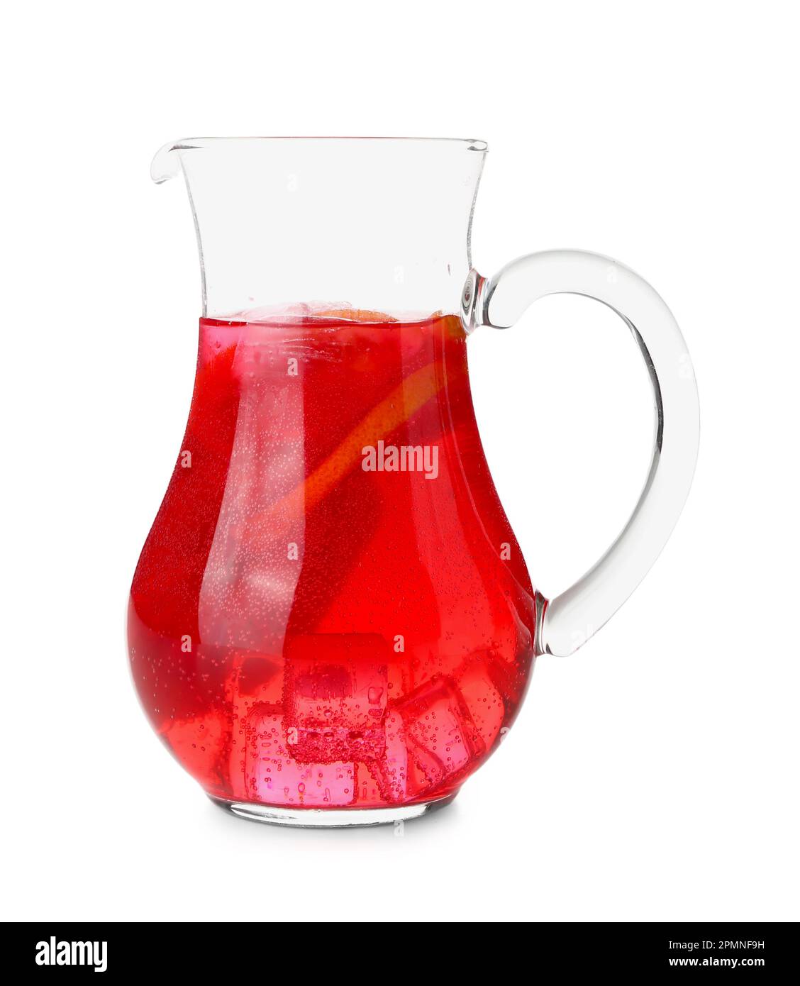 Jug of tasty blood orange lemonade isolated on white background Stock ...