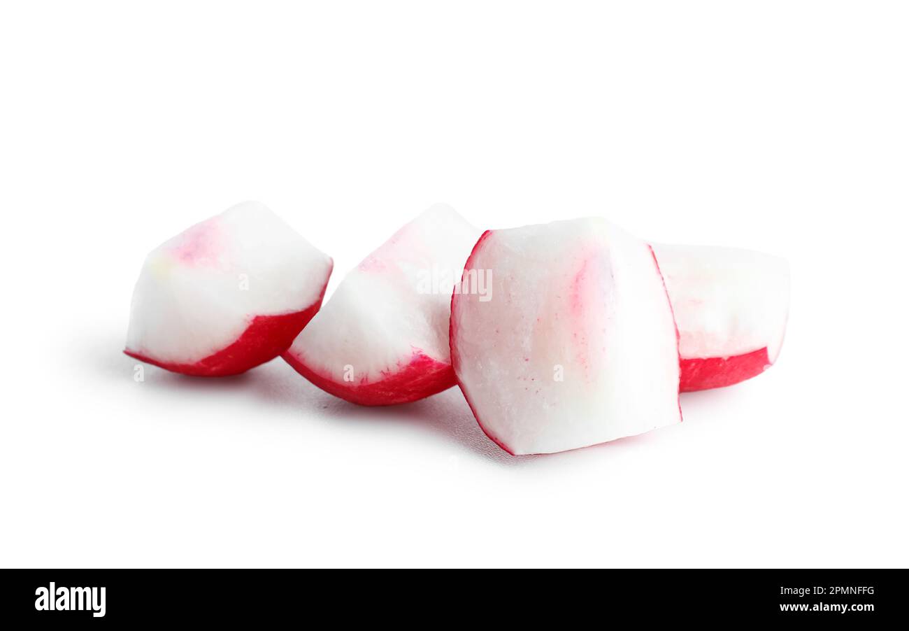 Fresh cut radish isolated on white background Stock Photo - Alamy