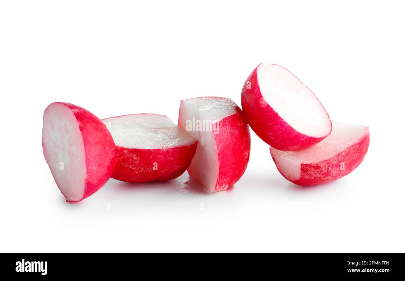 Fresh cut radish isolated on white background Stock Photo - Alamy