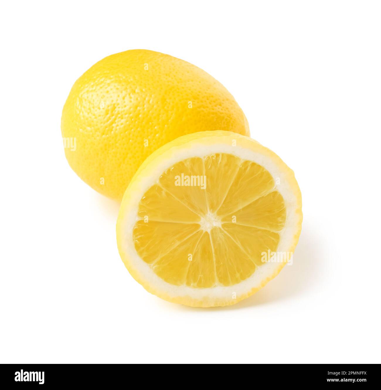 Whole and cut fresh lemons on white background Stock Photo - Alamy