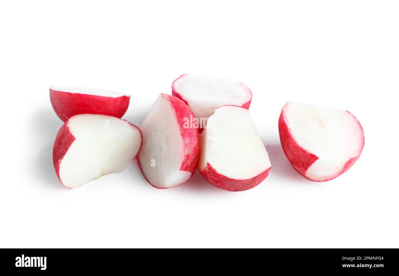 Fresh cut radish isolated on white background Stock Photo - Alamy