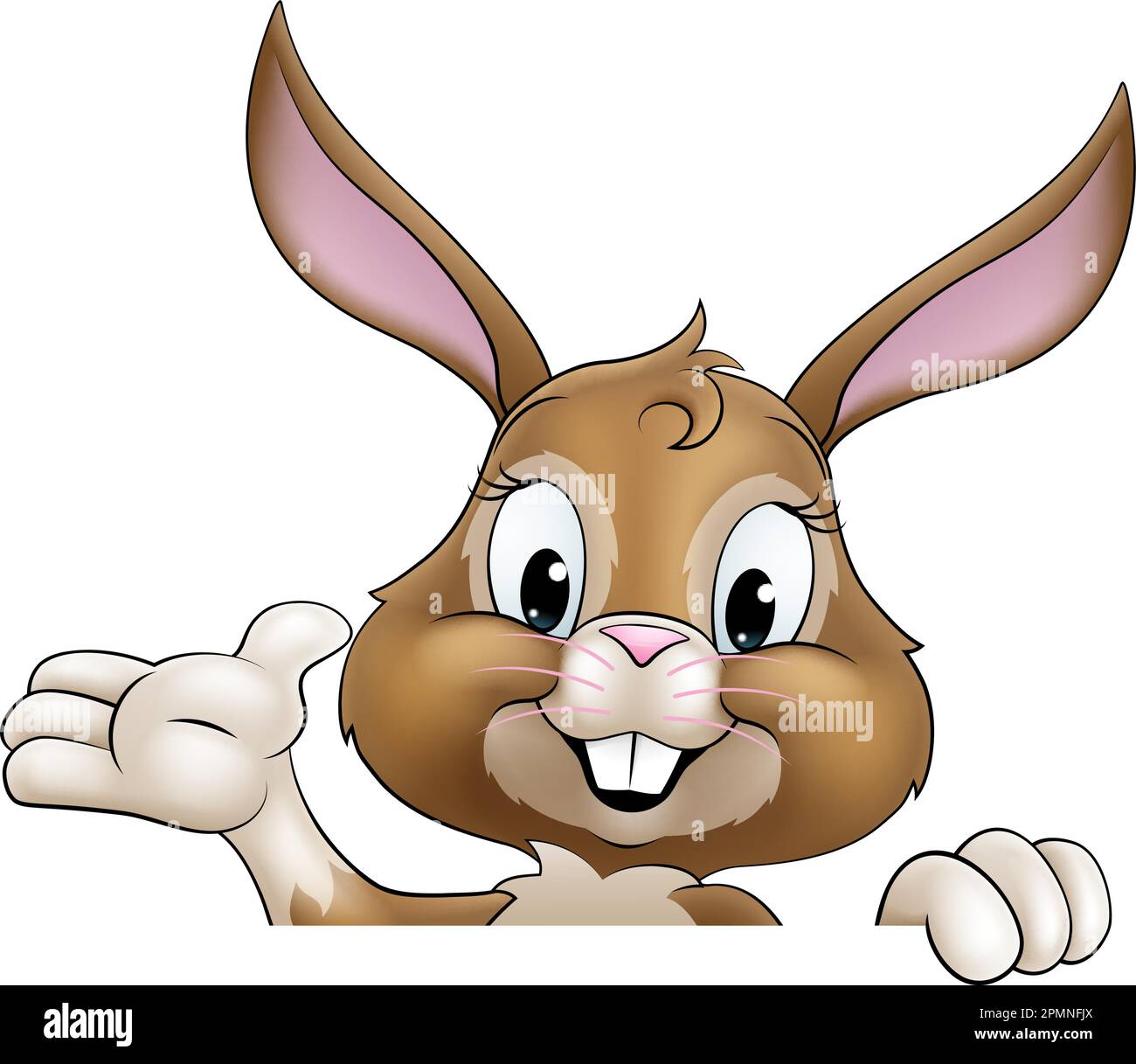 Easter Bunny Rabbit Cartoon Character Peeking Sign Stock Vector Image ...