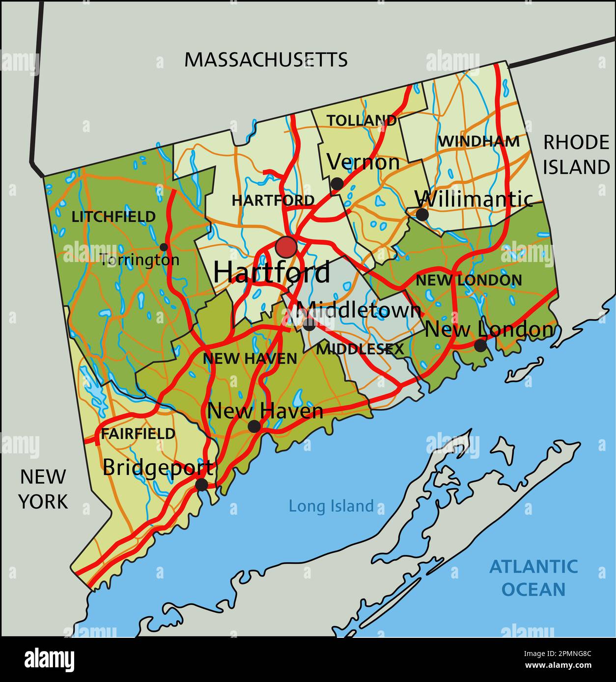 Highly detailed editable political map with separated layers ...