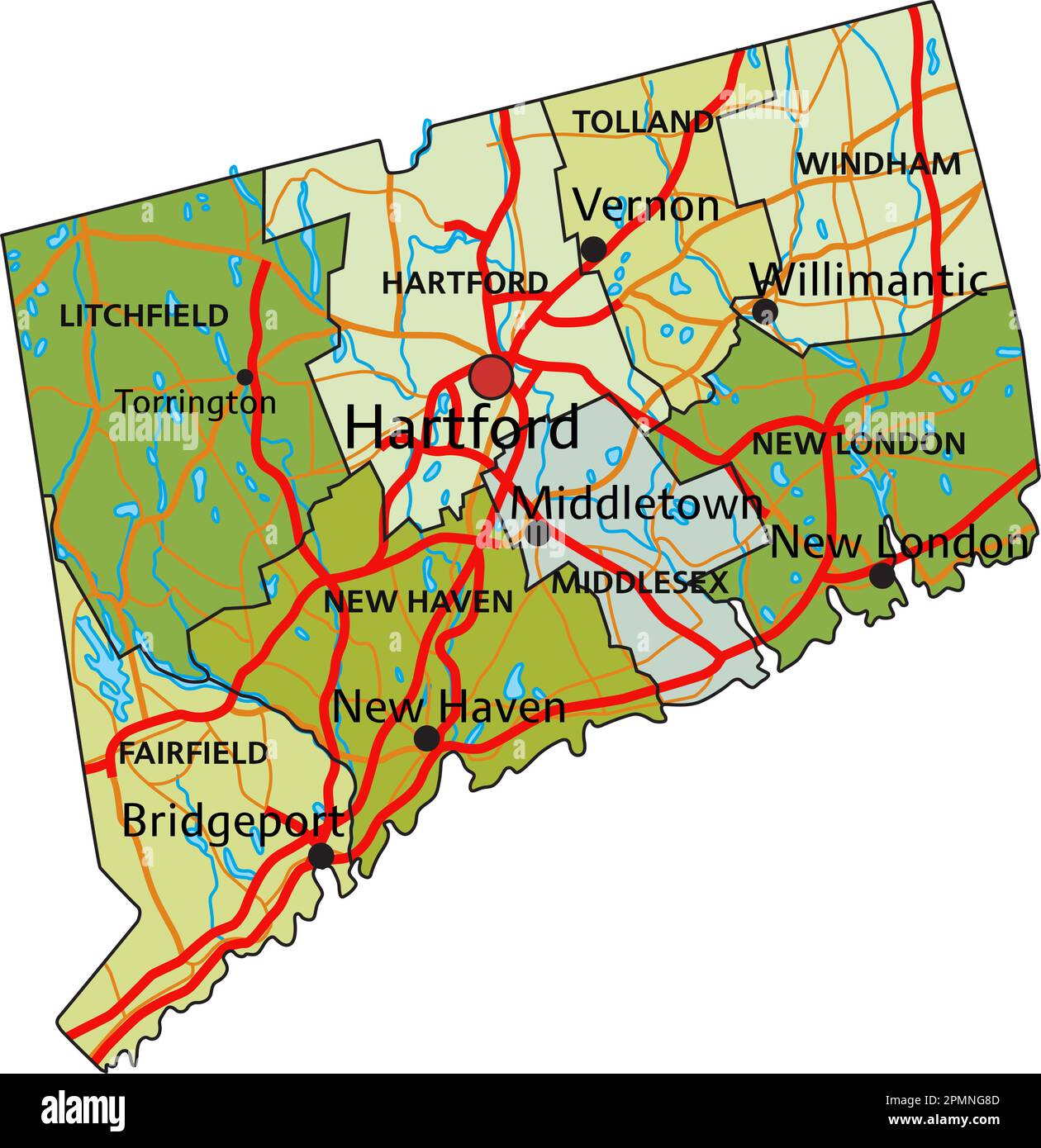Highly detailed editable political map with separated layers ...
