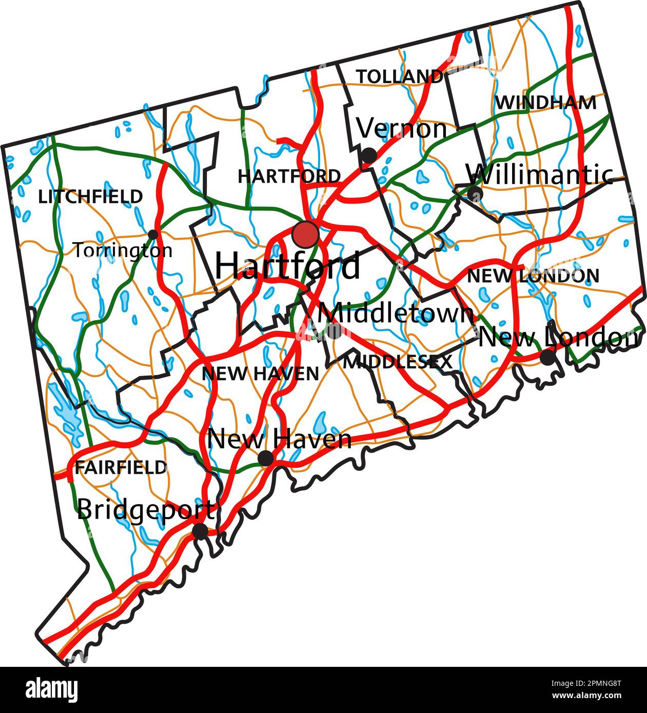 Connecticut road and highway map. Vector illustration Stock Vector ... Connecticut road and highway map. Vector illustration Stock Vector ...