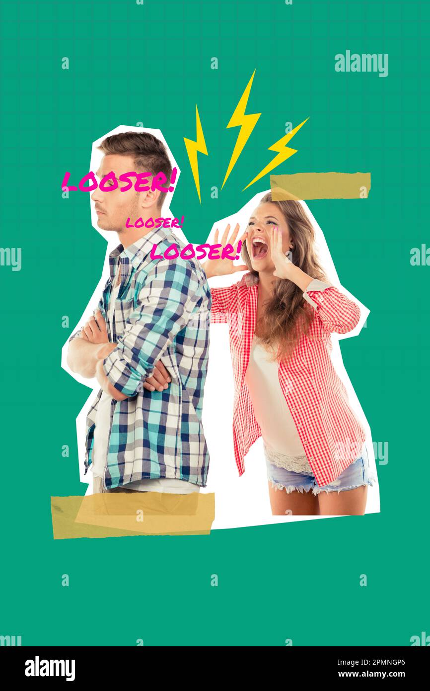 Exclusive magazine picture sketch collage image of angry lady screaming ...