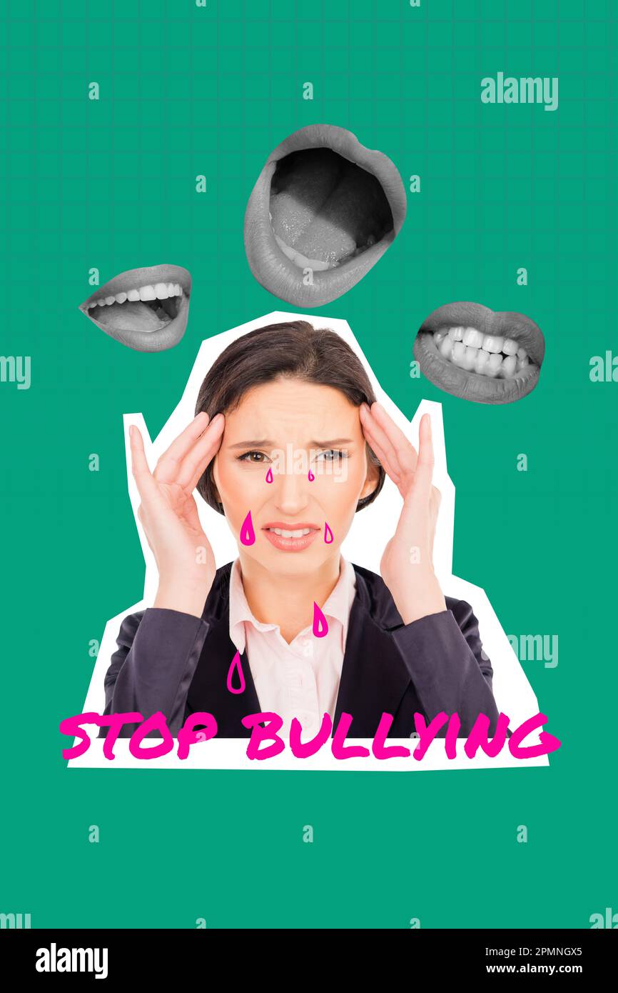 Photo conceptual society bullying migraine mouth talking screaming bad ...