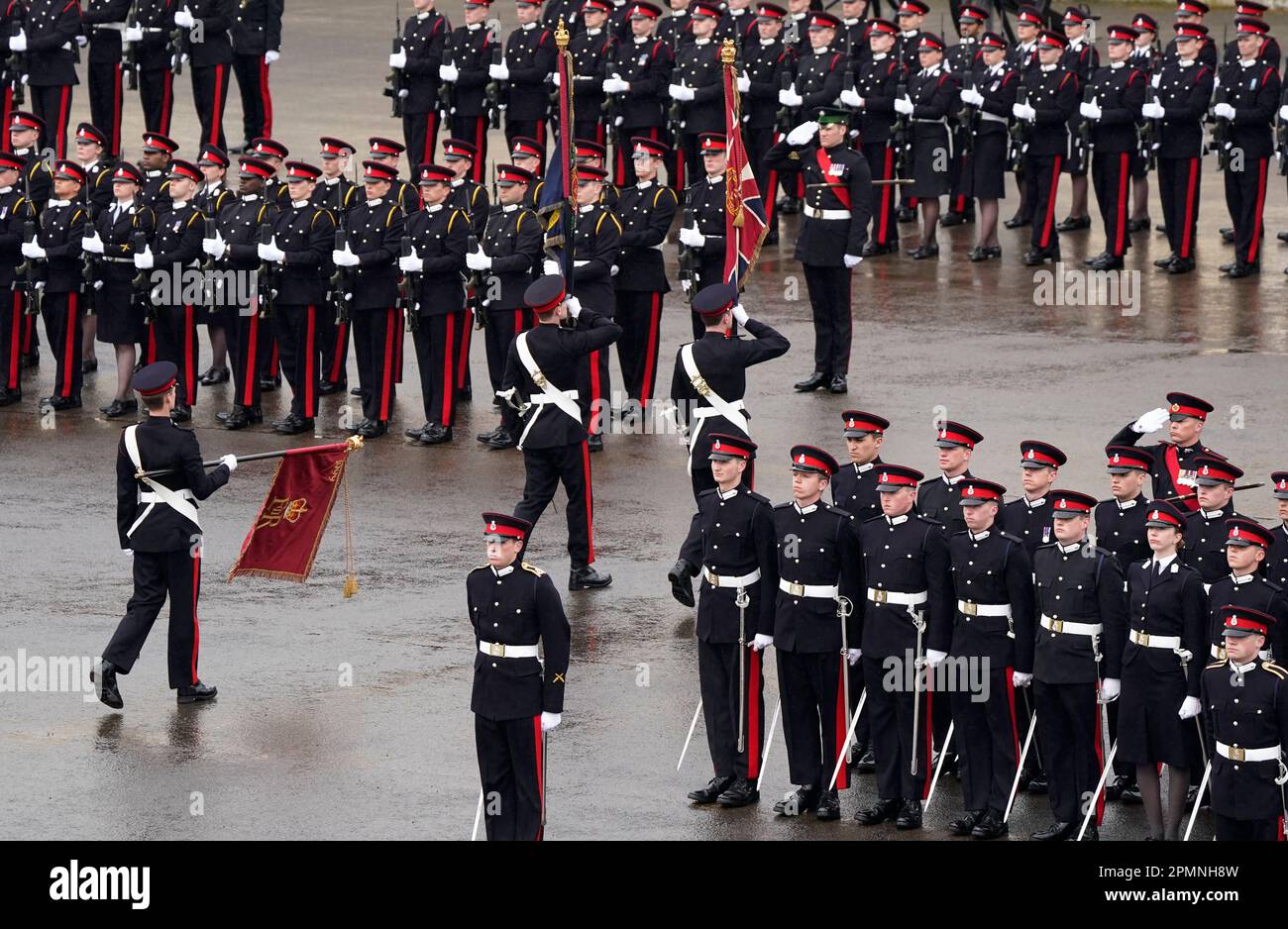 The old colours of the Royal Military Academy Sandhurst (RMAS), which ...
