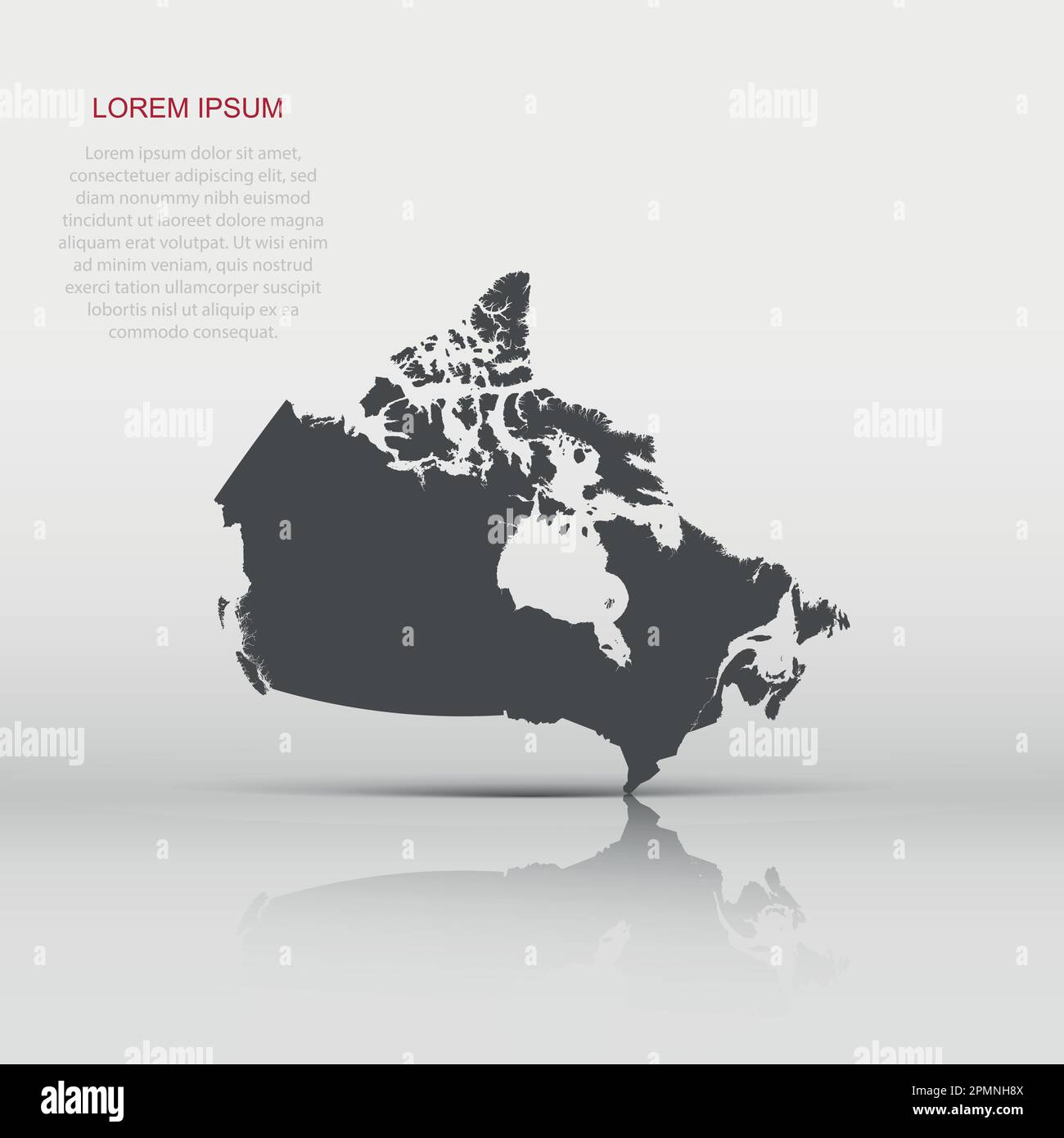 Canada map icon in flat style. Canada illustration pictogram. Country ...