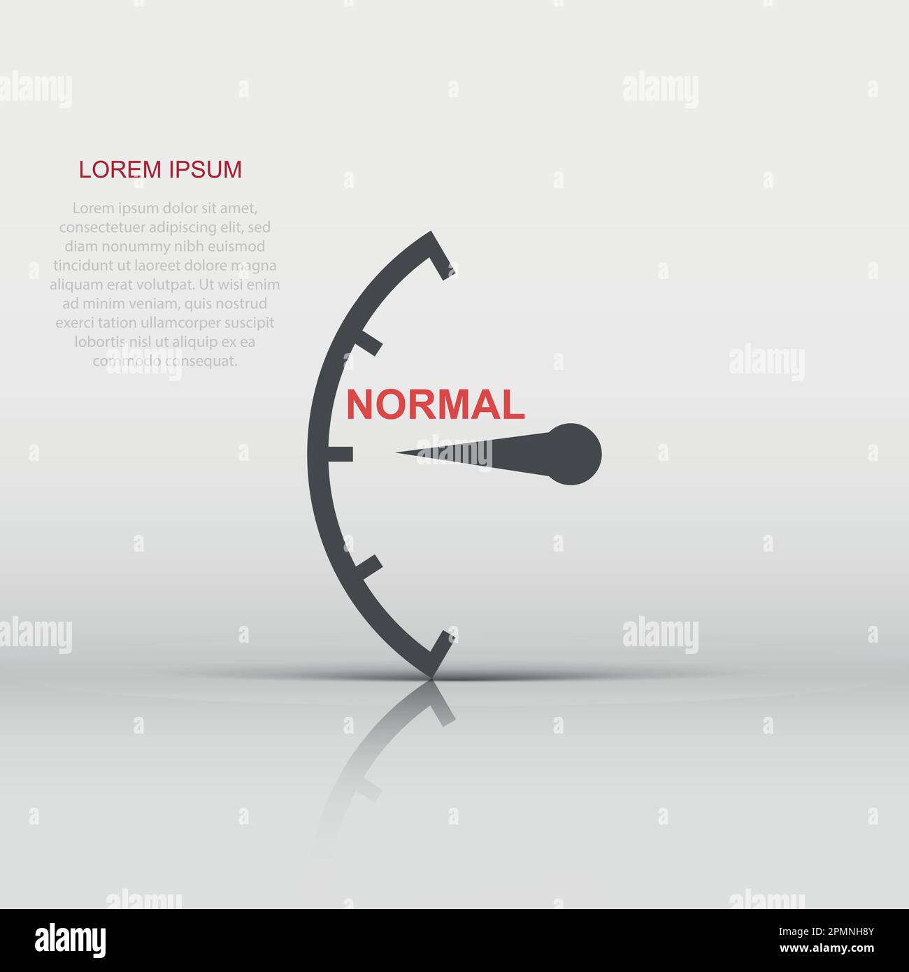 Normal level icon in flat style. Speedometer, tachometer sign ...