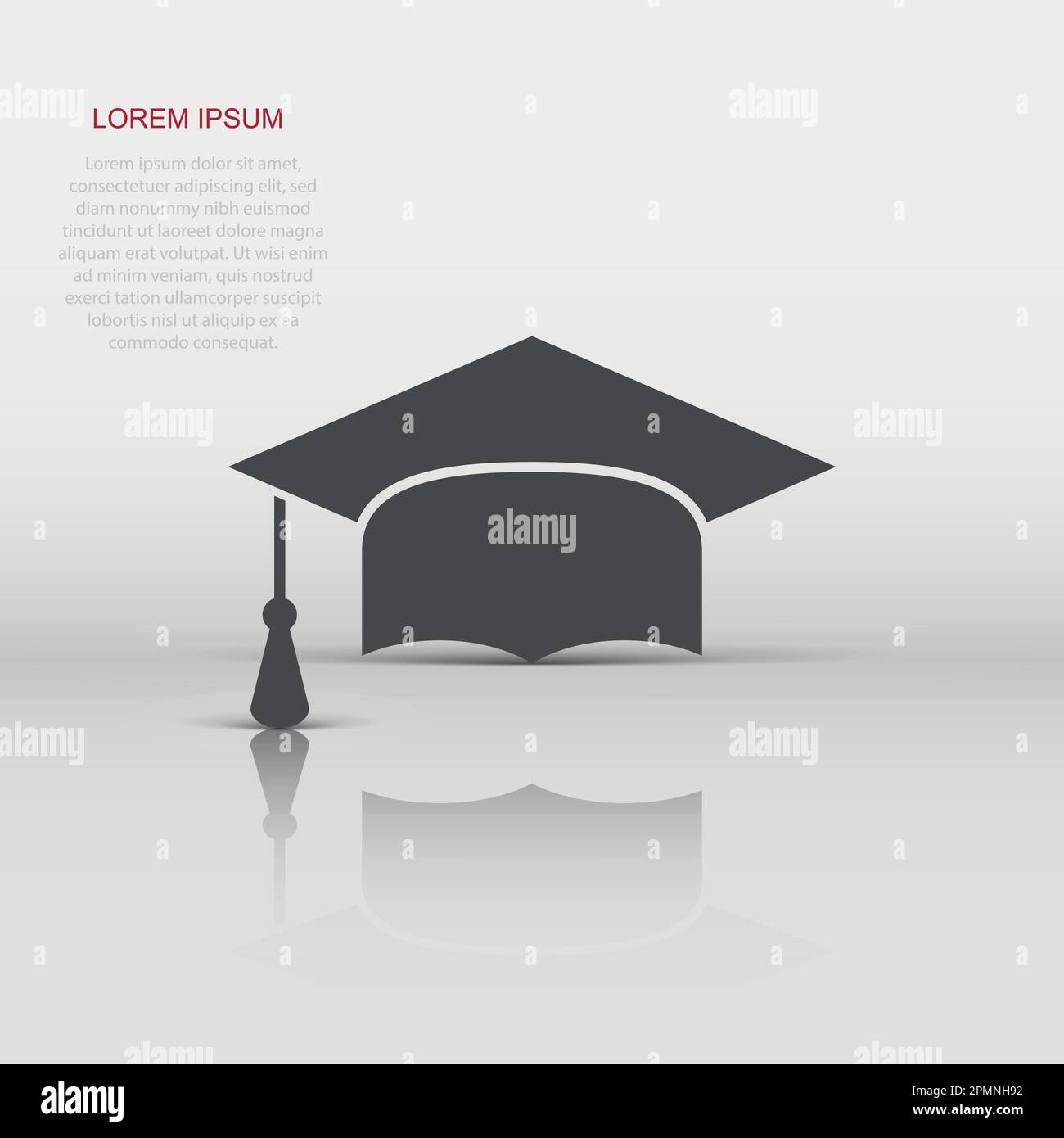 Graduation cap icon in flat style. Finish education sign illustration ...