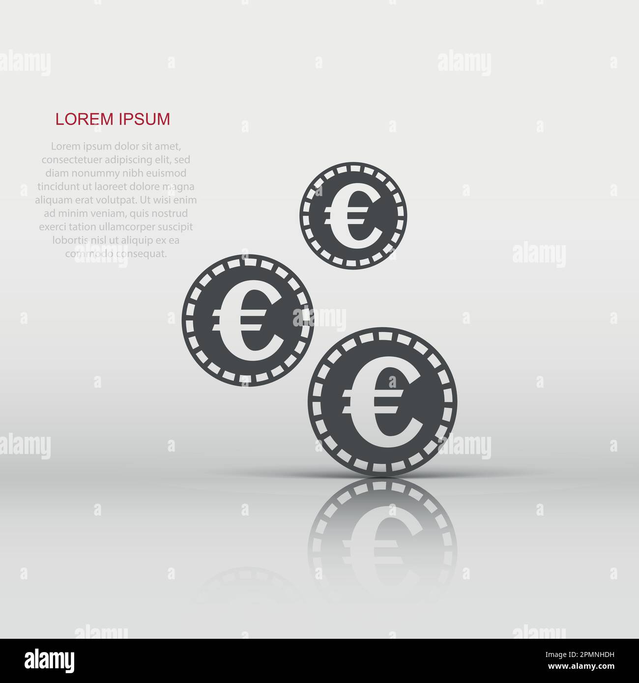 Vector euro coins icon in flat style. Money coin sign illustration ...