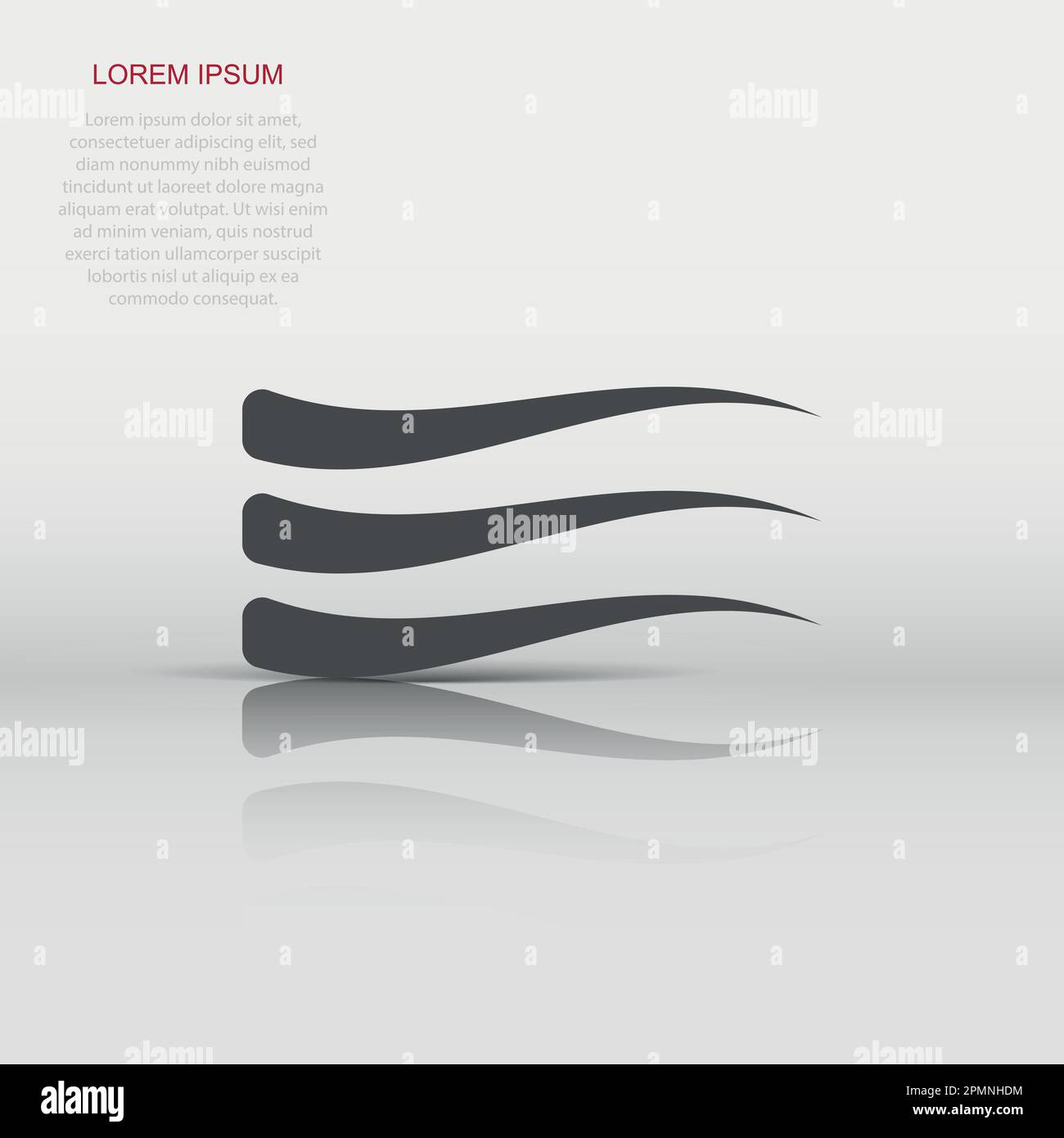 Wave icon in flat style. Flow sign illustration pictogram. Waving ...