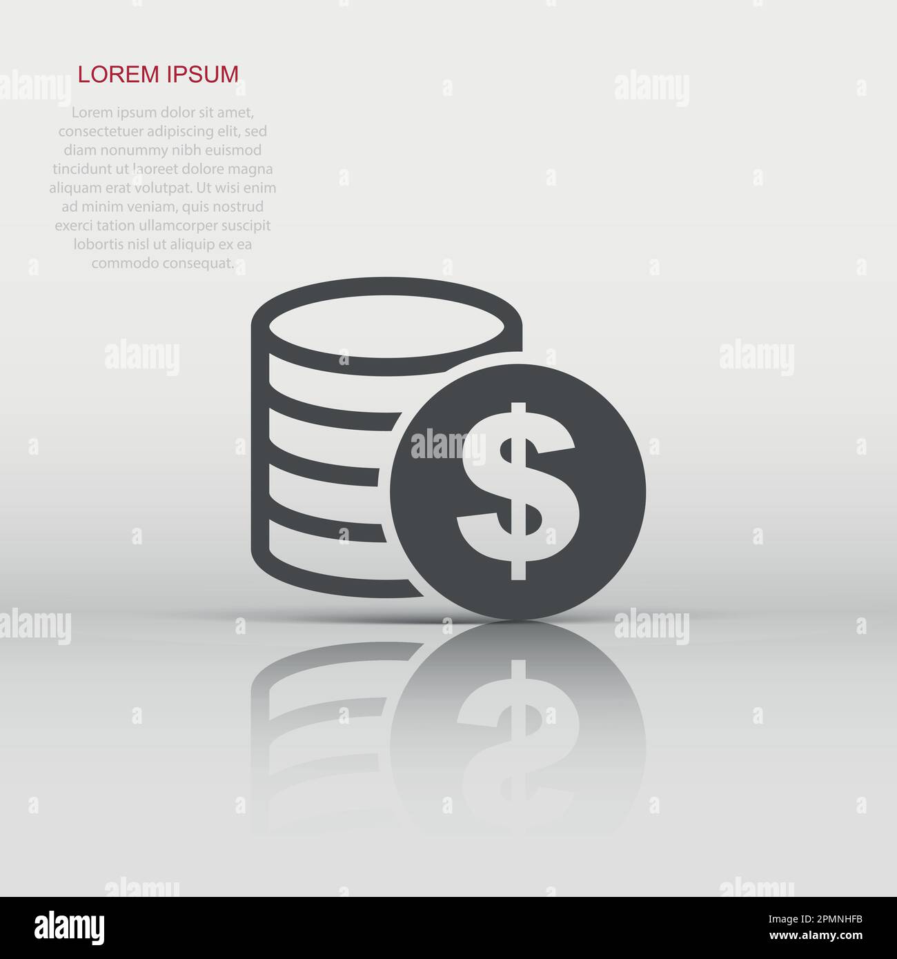 Money coins icon in flat style. Dollar coin sign illustration pictogram ...