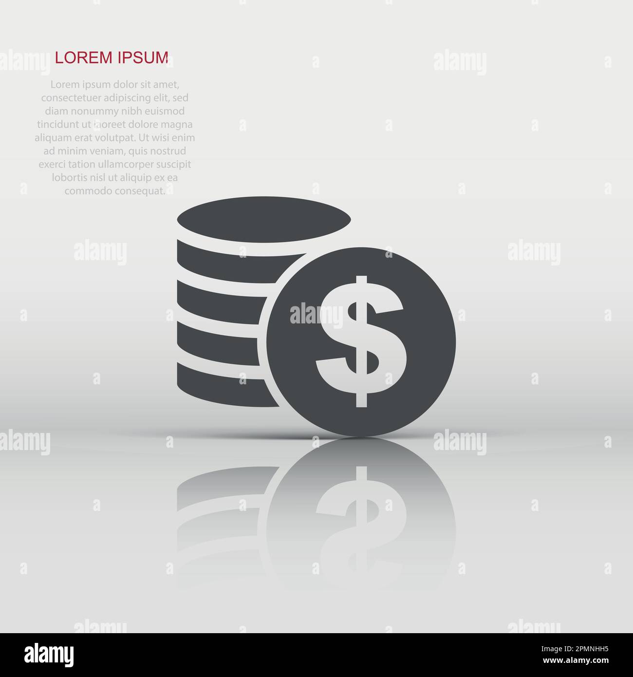 Money coins icon in flat style. Dollar coin sign illustration pictogram ...