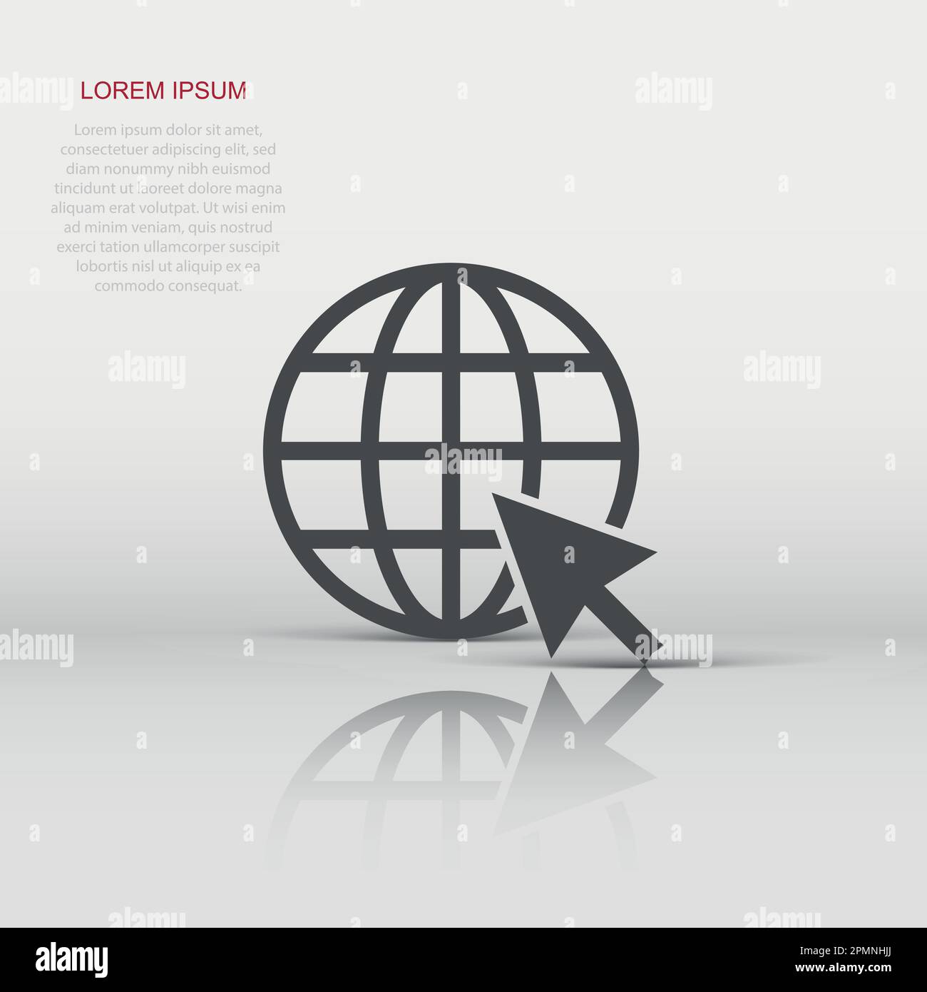 Vector go to web icon in flat style. Globe world sign illustration ...