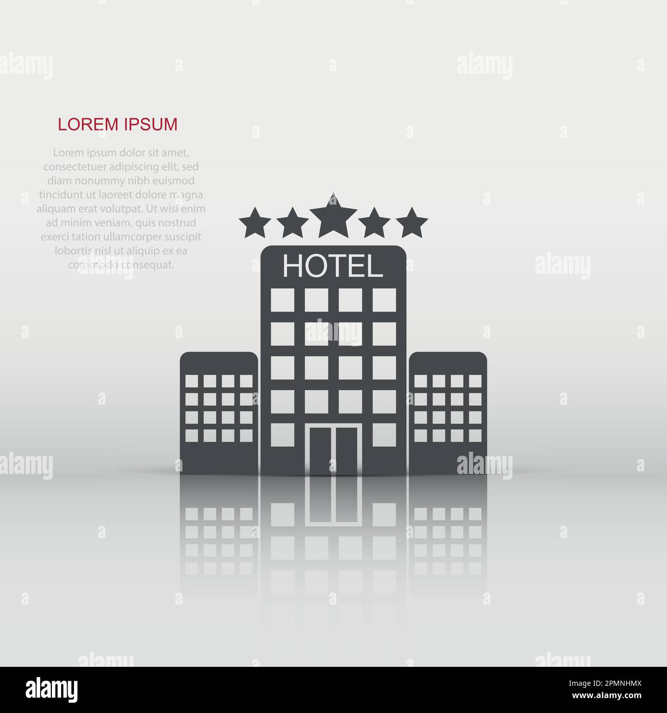 Vector hotel icon in flat style. Tower sign illustration pictogram ...